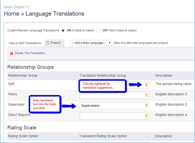 Custom Language Translations